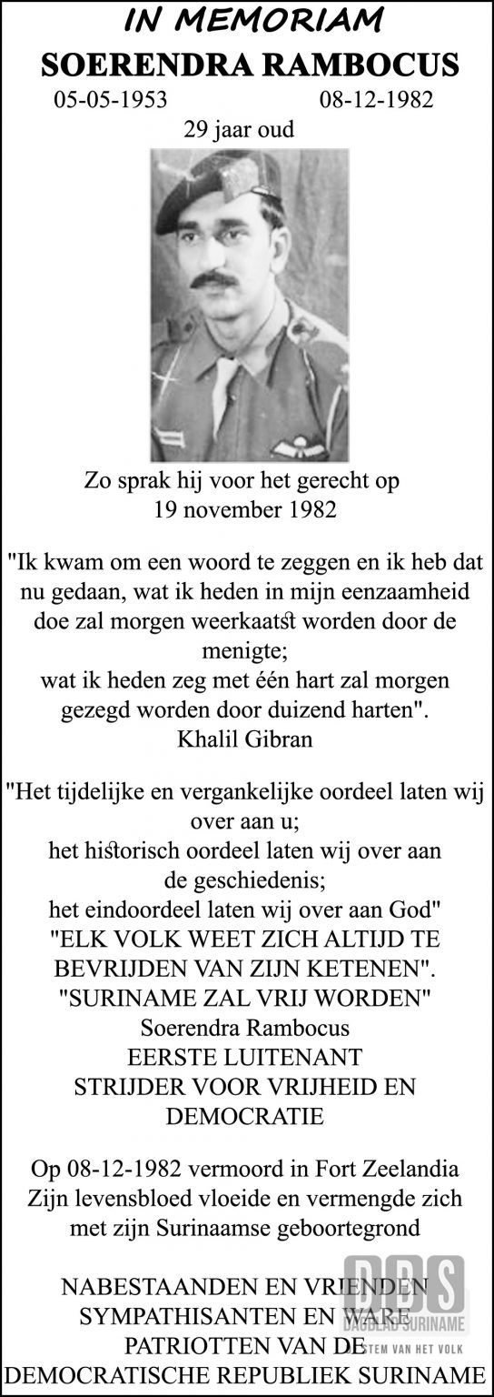 In Memoriam Rambocus – Dagblad Suriname