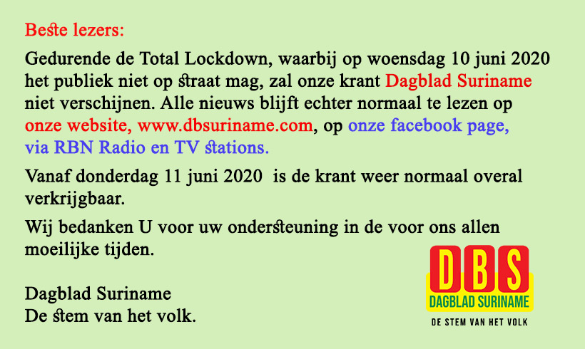 geen krant – Dagblad Suriname