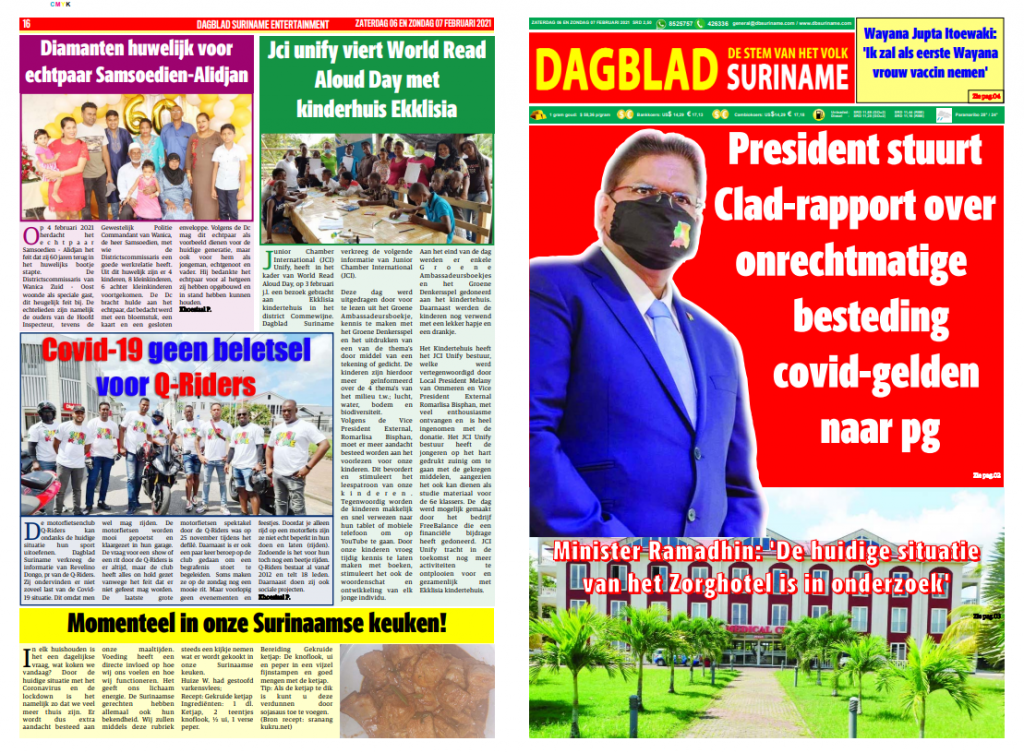 Krant zaterdag 6 en zondag 7 februari 2021 – Dagblad Suriname
