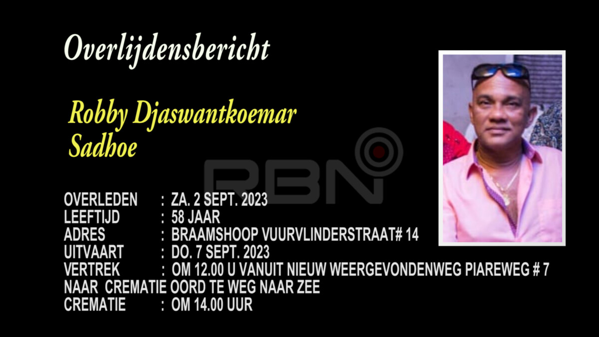 Overlijdensbericht – Dagblad Suriname