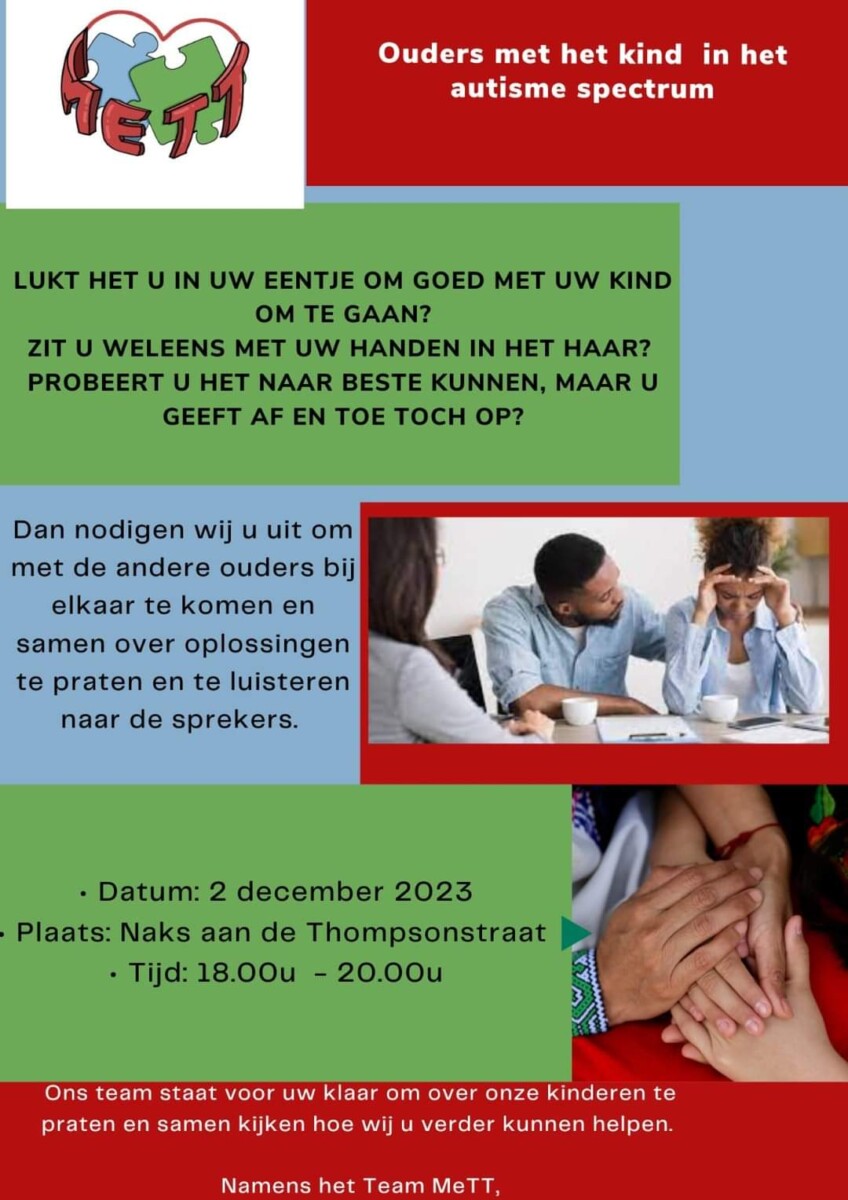 MeTT organiseert bijeenkomst voor ouders met kinderen in het autisme ...