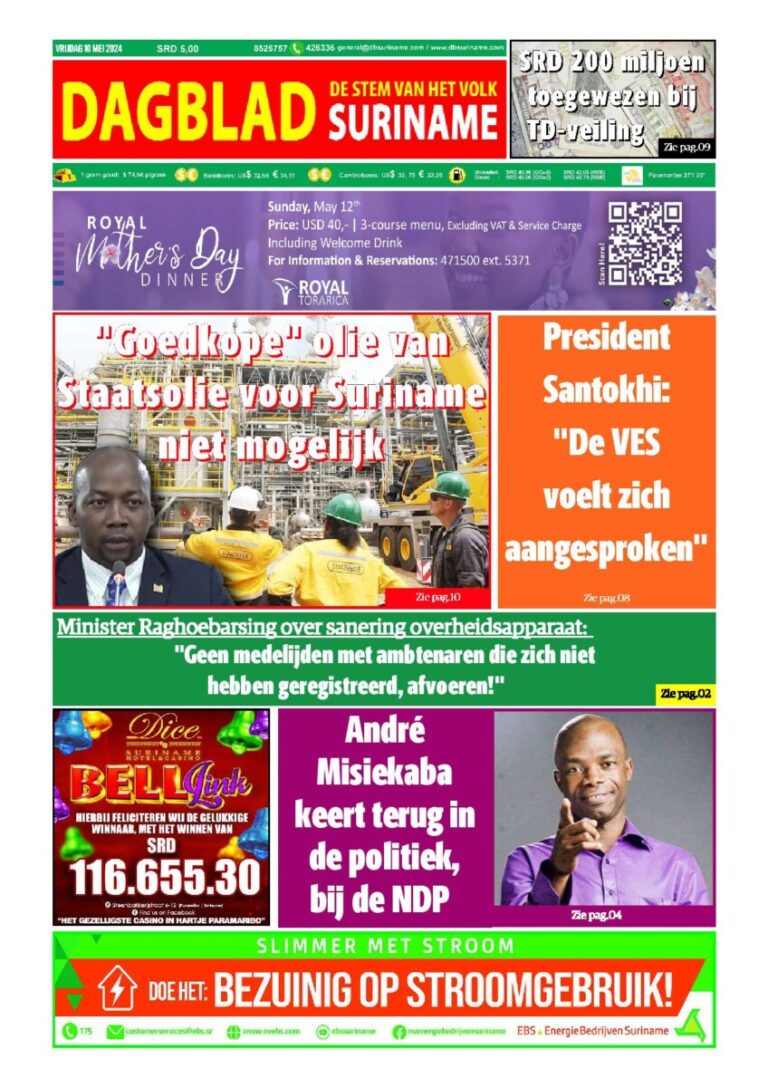 Dagblad Suriname vrijdag 10 mei 2024 – Dagblad Suriname