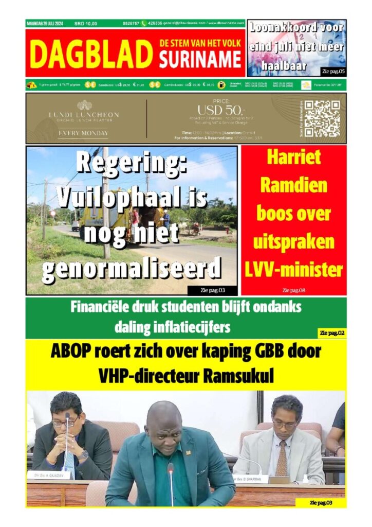 Dagblad Suriname maandag 29 juli 2024 – Dagblad Suriname
