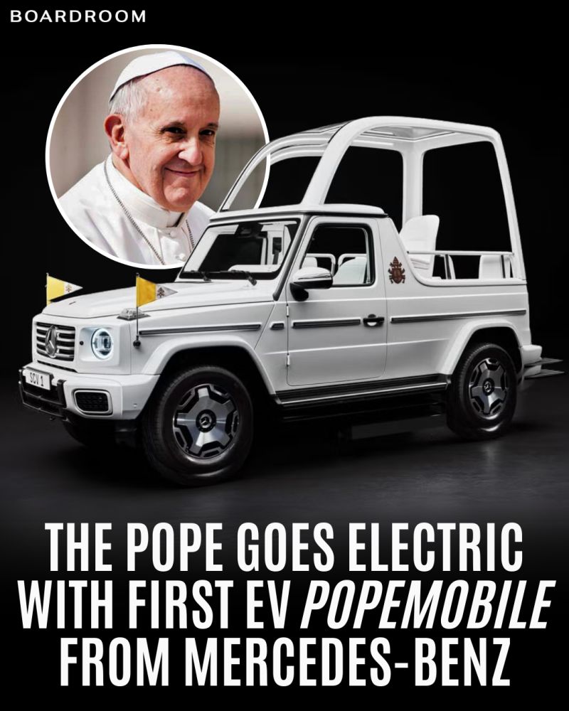 Mercedes-Benz heeft zijn eerste volledig elektrische ‘Pausmobiel’ geleverd aan paus Franciscus ...