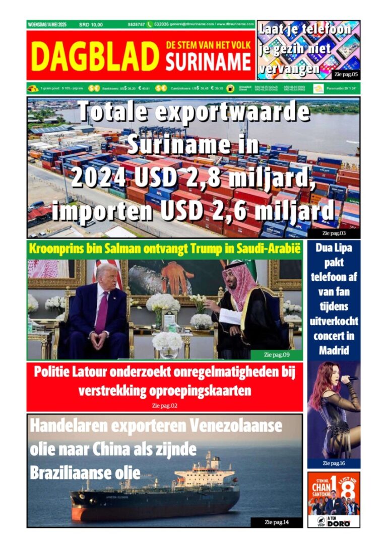 Dagblad Suriname, woensdag 14 mei 2025 – Dagblad Suriname