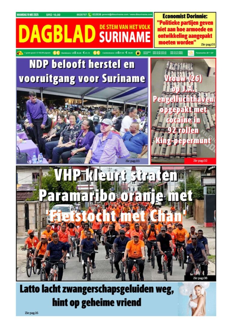 Dagblad Suriname, maandag 19 mei 2025 – Dagblad Suriname
