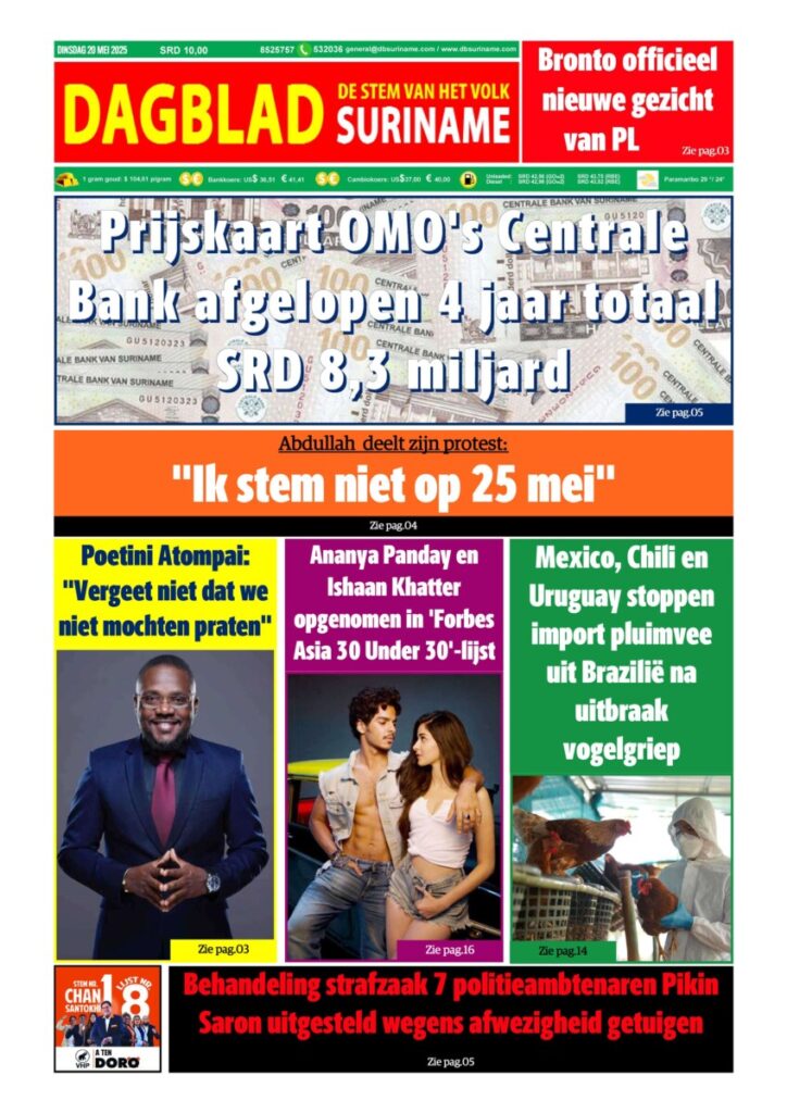 Dagblad Suriname, dinsdag 20 mei 2025 – Dagblad Suriname