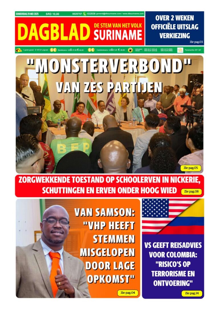 Dagblad Suriname, donderdag 29 mei 2025 – Dagblad Suriname