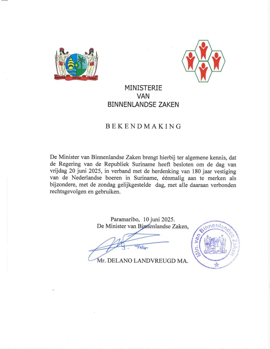 Surinaamse regering erkent historische dag – Dagblad Suriname