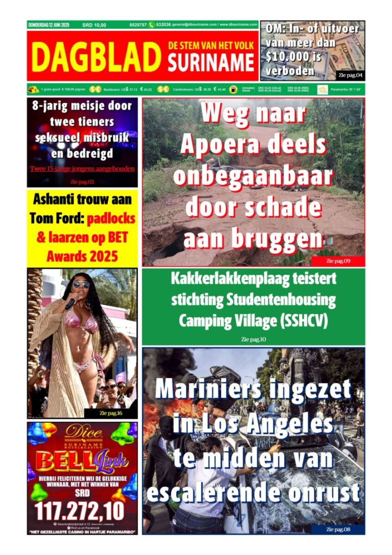 Dagblad Suriname, donderdag 12 juni 2025 – Dagblad Suriname