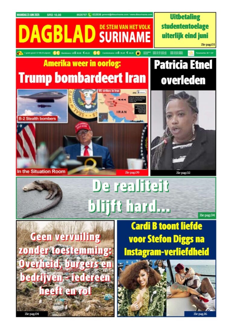 Dagblad Suriname, maandag 23 juni 2025 – Dagblad Suriname