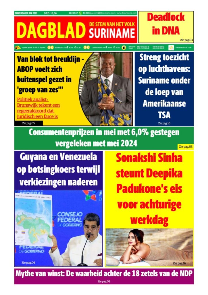 Dagblad Suriname, donderdag 26 juni 2025 – Dagblad Suriname