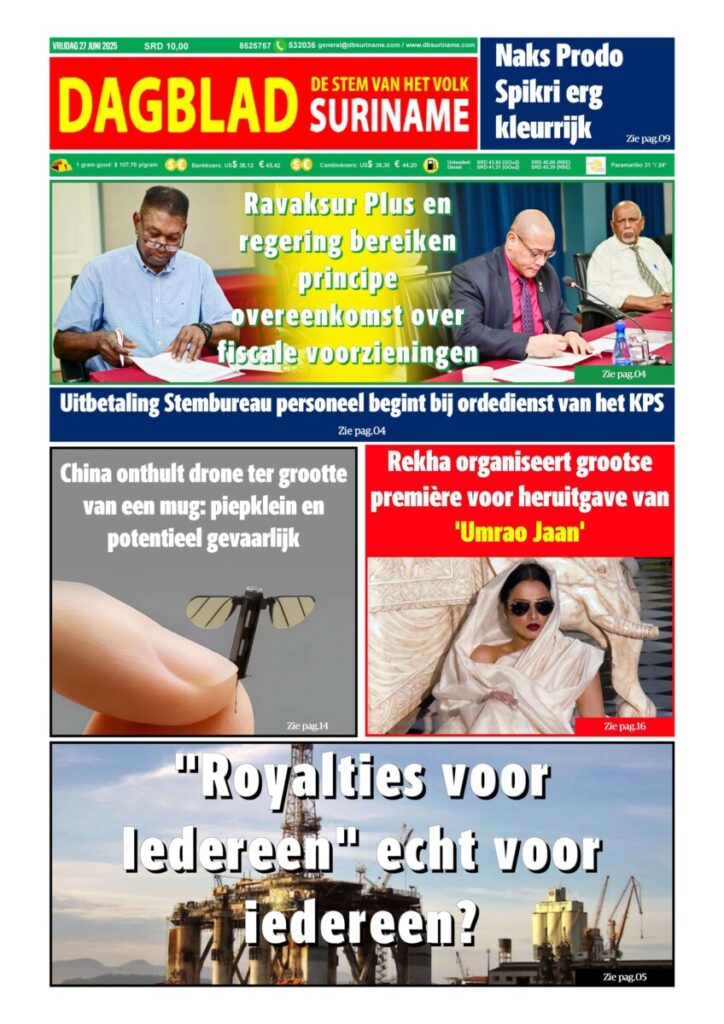 Dagblad Suriname, vrijdag 27 juni 2025 – Dagblad Suriname
